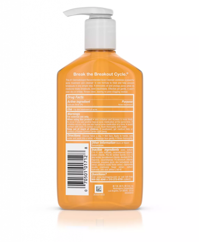 Neutrogena – Oil-Free Salicylic Acid Acne Fighting Face Wash – 269 ml ...